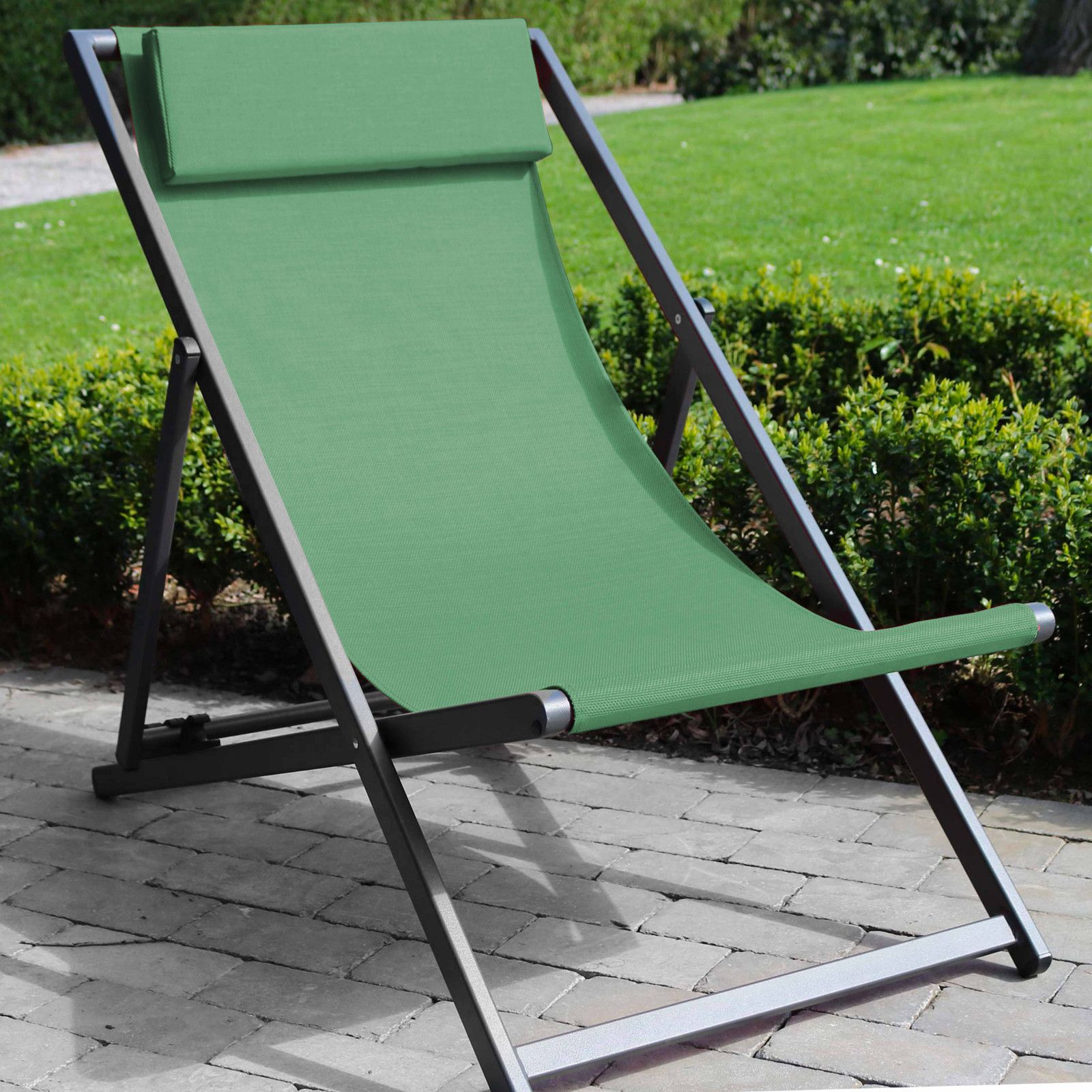 Lot de 2 chiliennes en aluminium + textilène avec 4 positions | Oviala