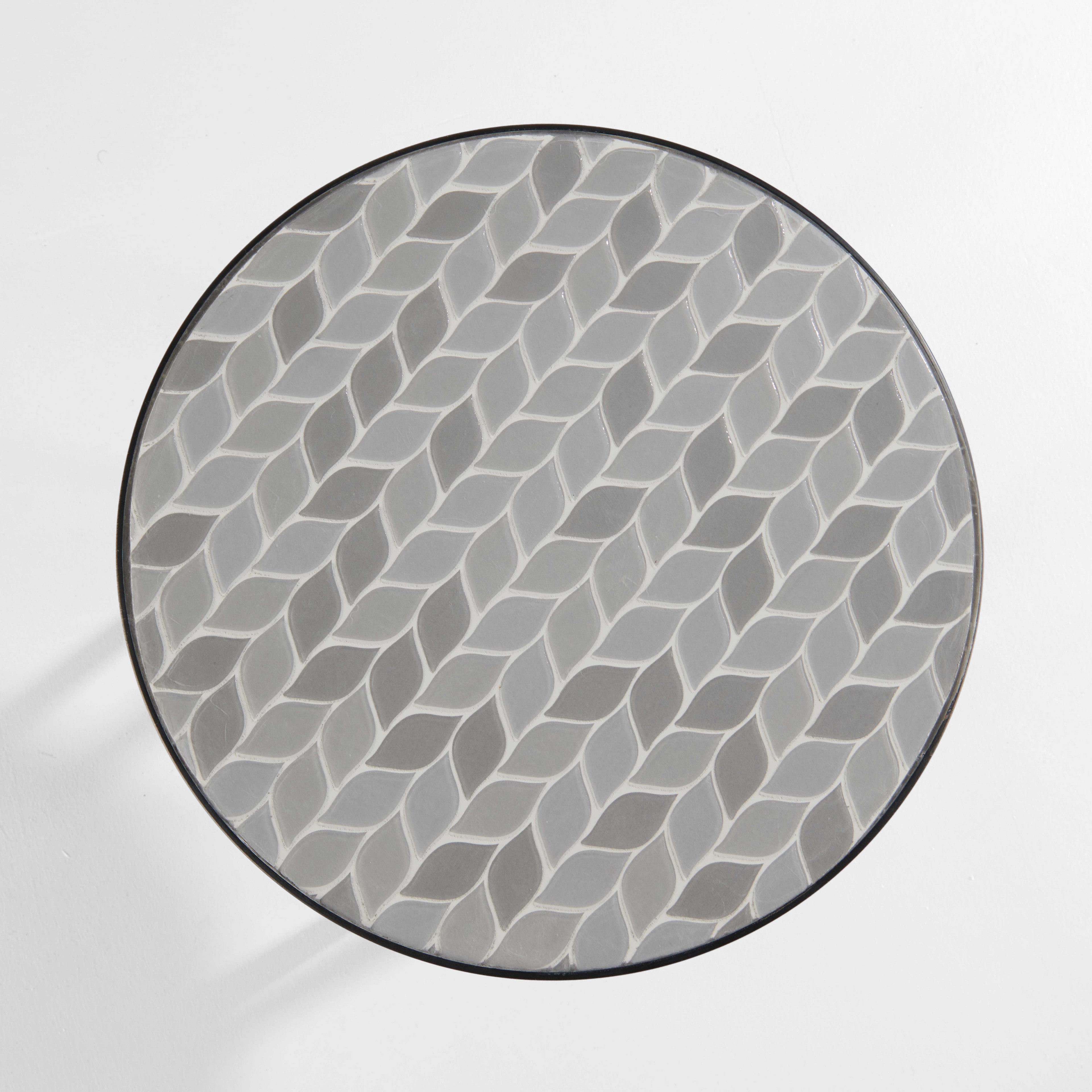 Table basse ronde motif camaïeu gris - usage extérieur | Oviala