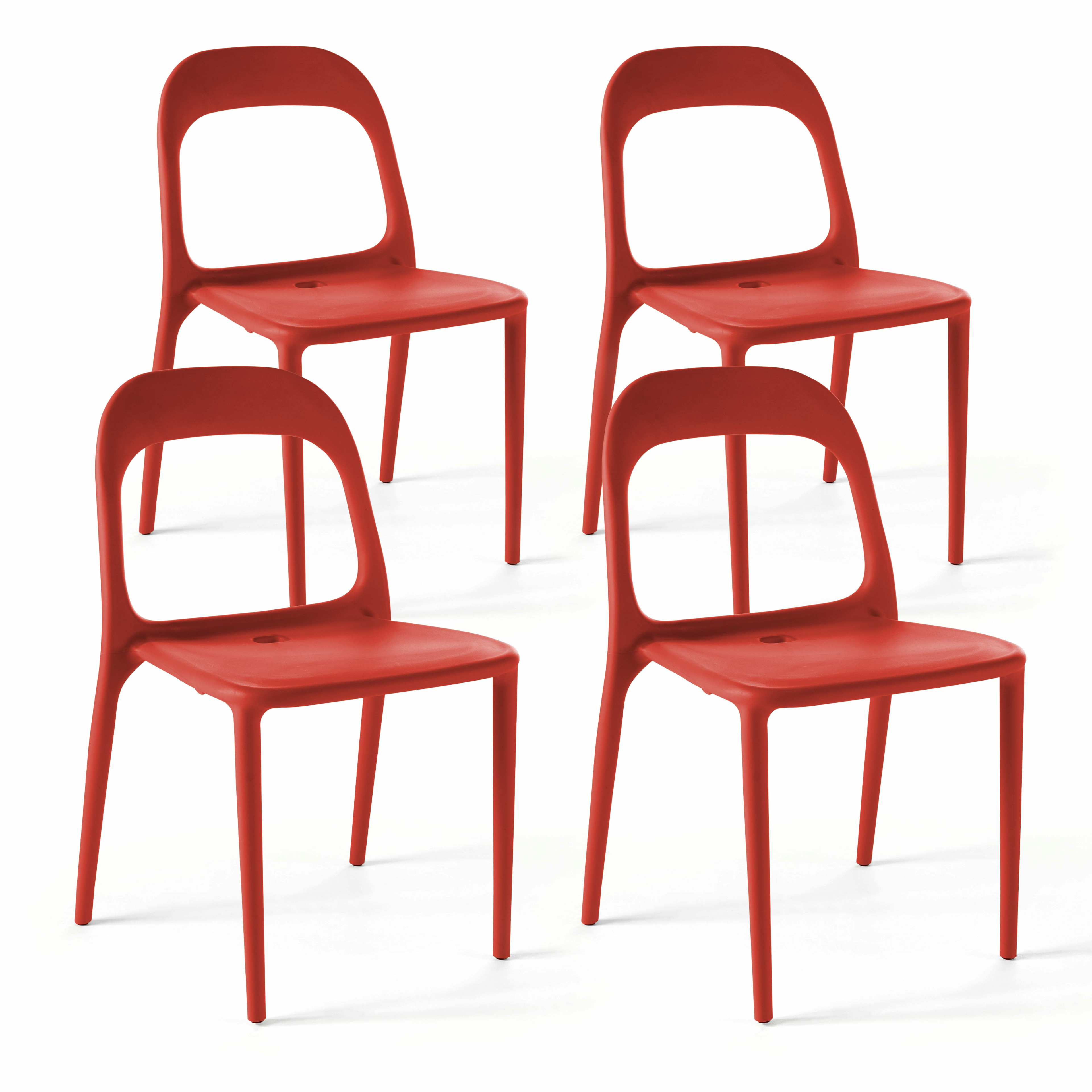 Lot de 4 chaises de jardin empilables en plastique légères | Oviala