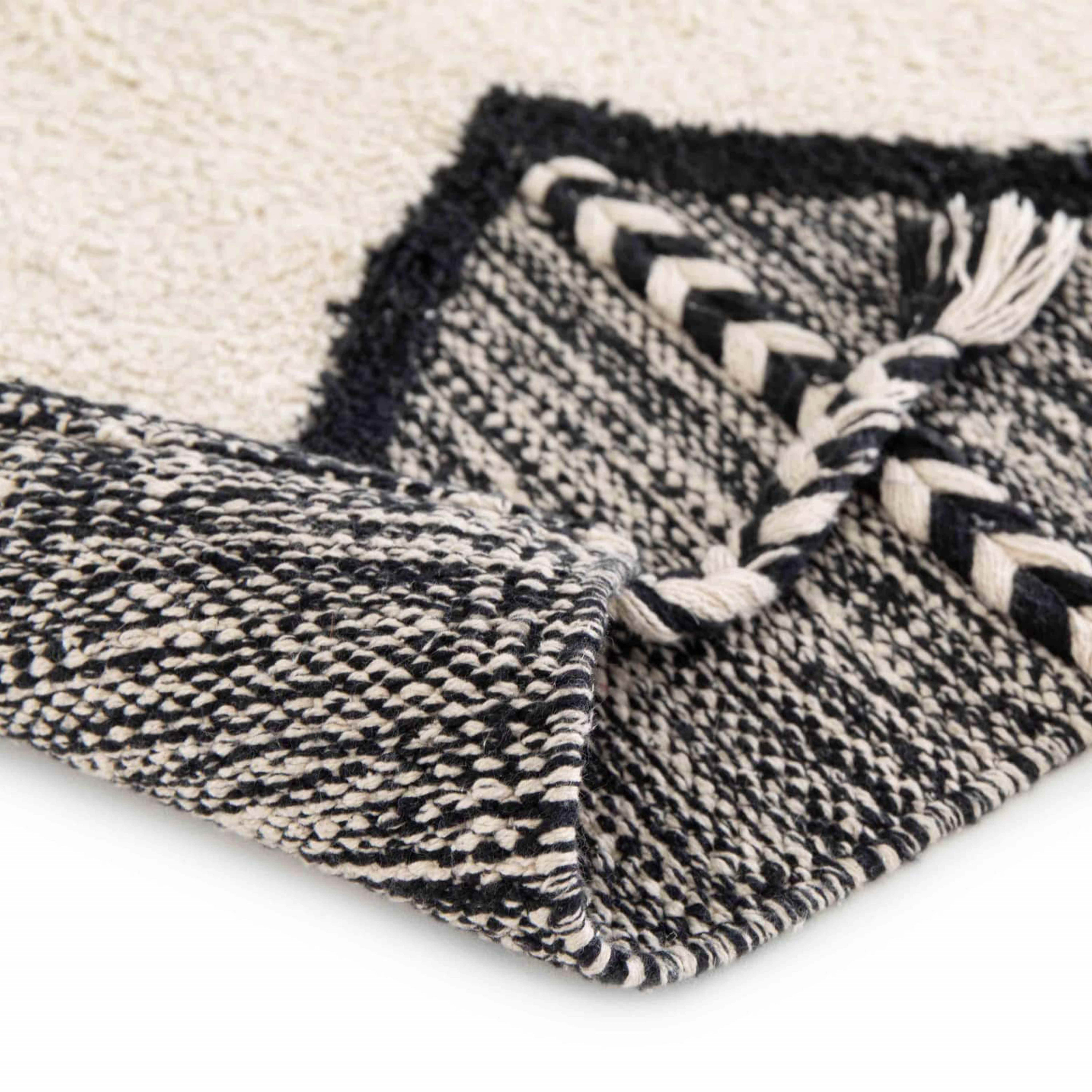 Tapis motif berbère en coton tissé et tufté rectangulaire avec franges ...