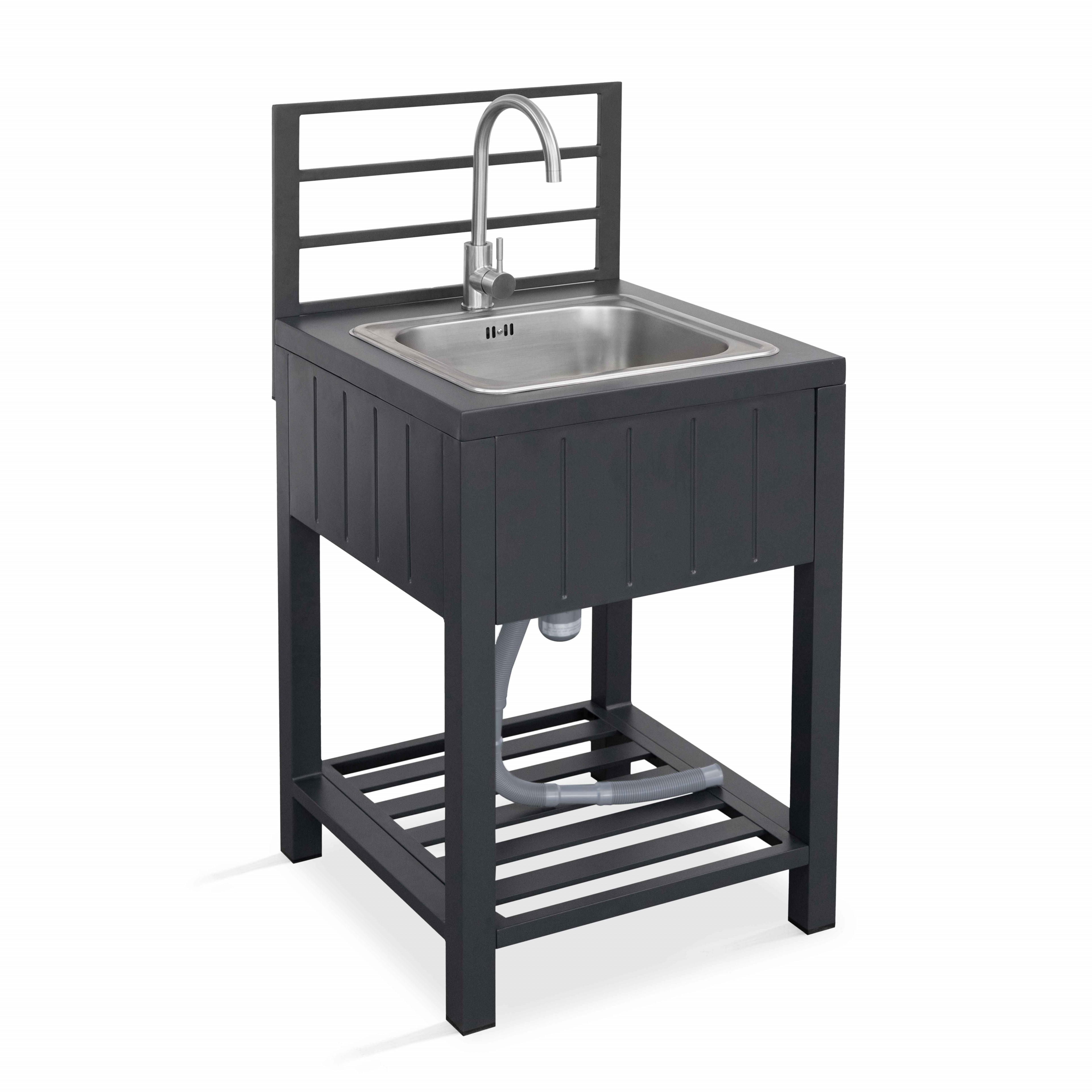 Meuble avec évier en inox pour cuisine extérieure | Oviala