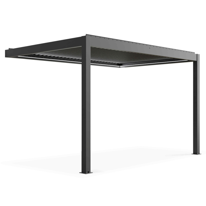 Pergola bioclimatique adossée motorisée en aluminium 3x4m avec ... Pergola bioclimatique adossée motorisée en aluminium 3x4m avec ...