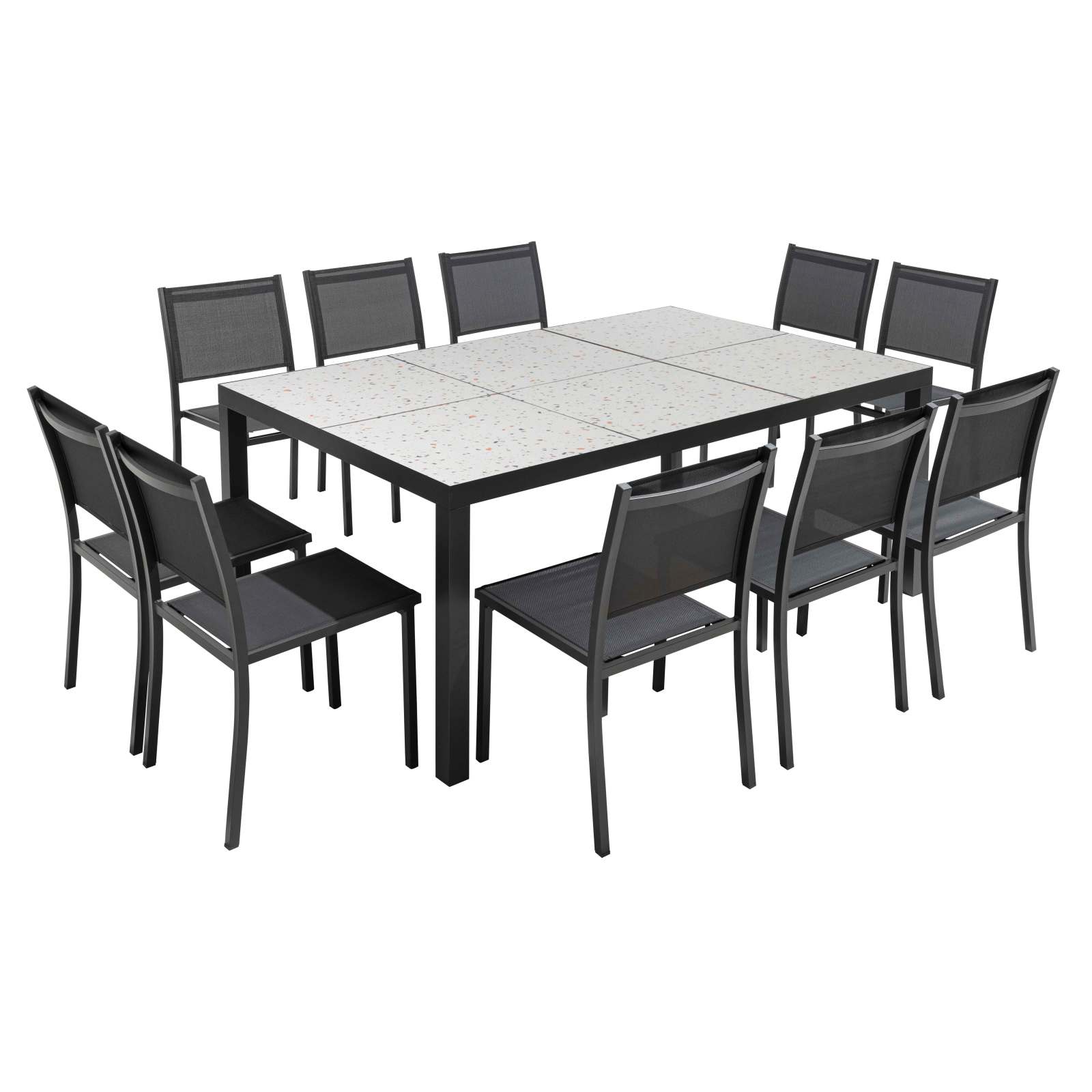 Table de jardin en céramique effet terrazzo 182 x 121 x 74 cm | Oviala