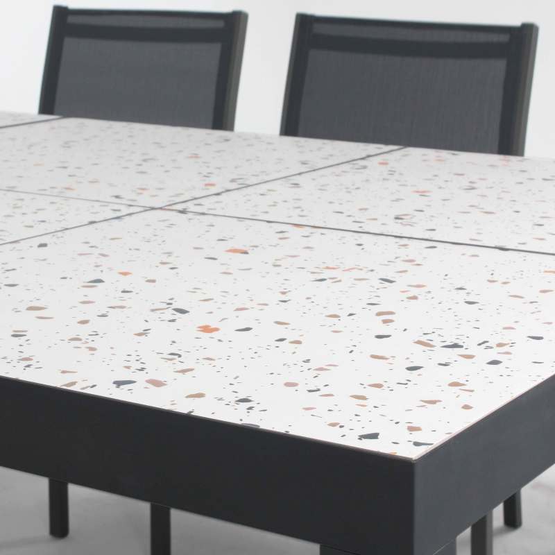 Table de jardin en céramique effet terrazzo 182 x 121 x 74 cm | Oviala