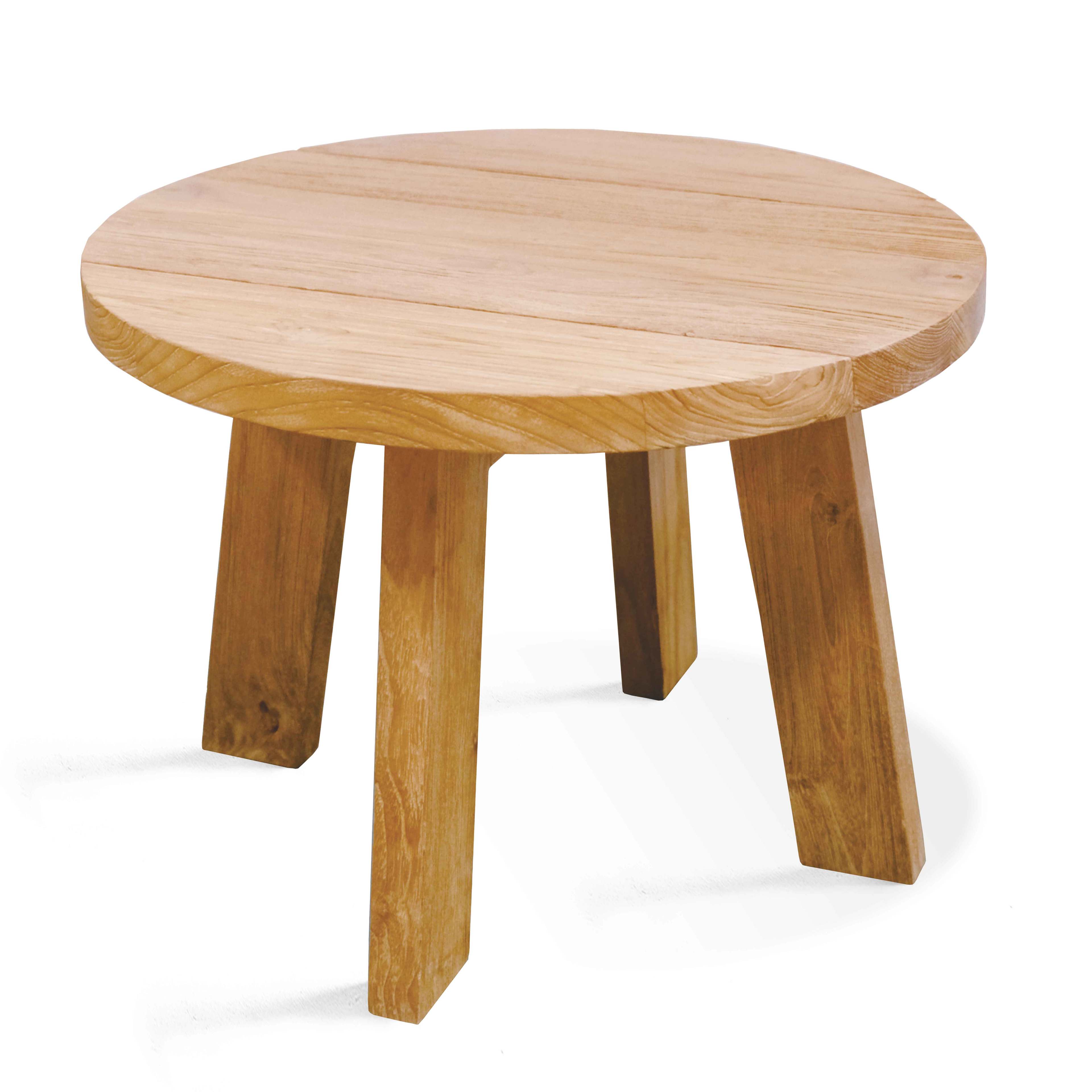 Table basse ronde en teck recyclé massif | Oviala