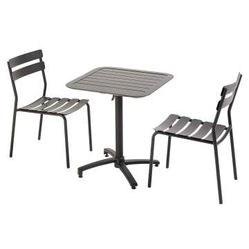 Table de terrasse carrée 70 x 70 cm et 2 chaises en aluminium | Oviala